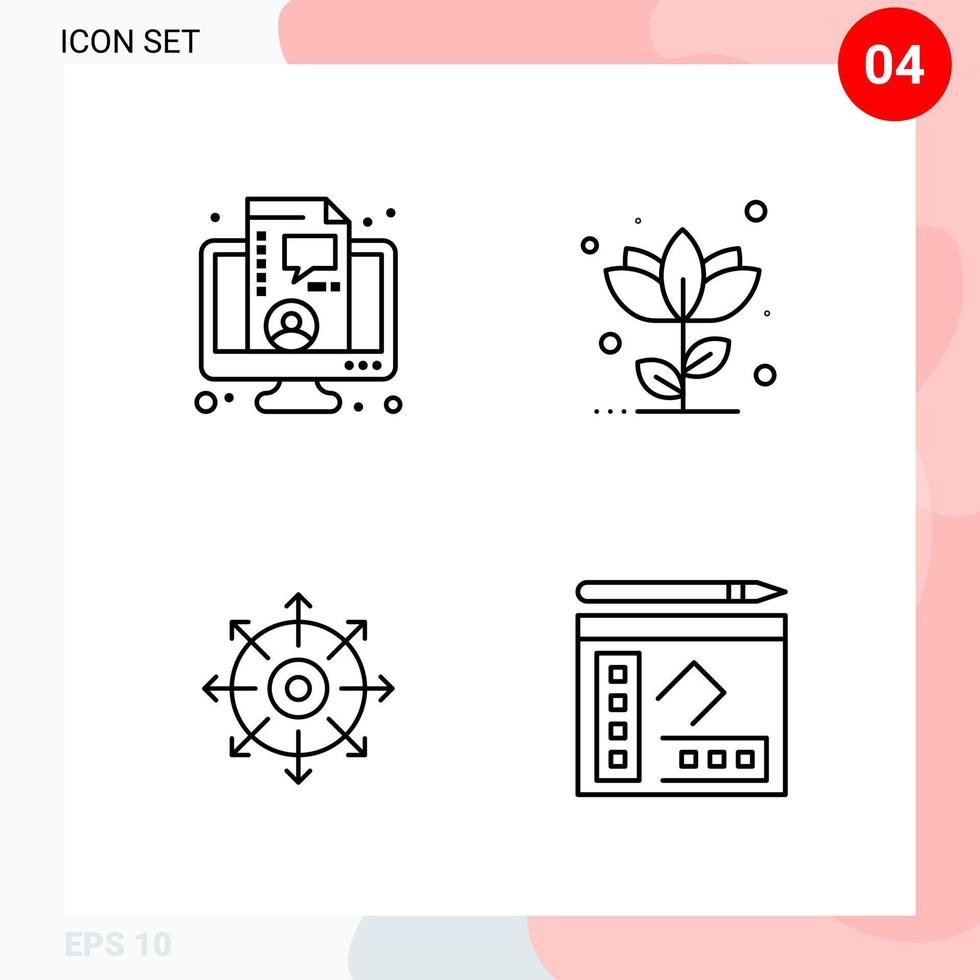 Vector Pack of 4 Icons in Line Style Creative Outline Pack isolated on ...