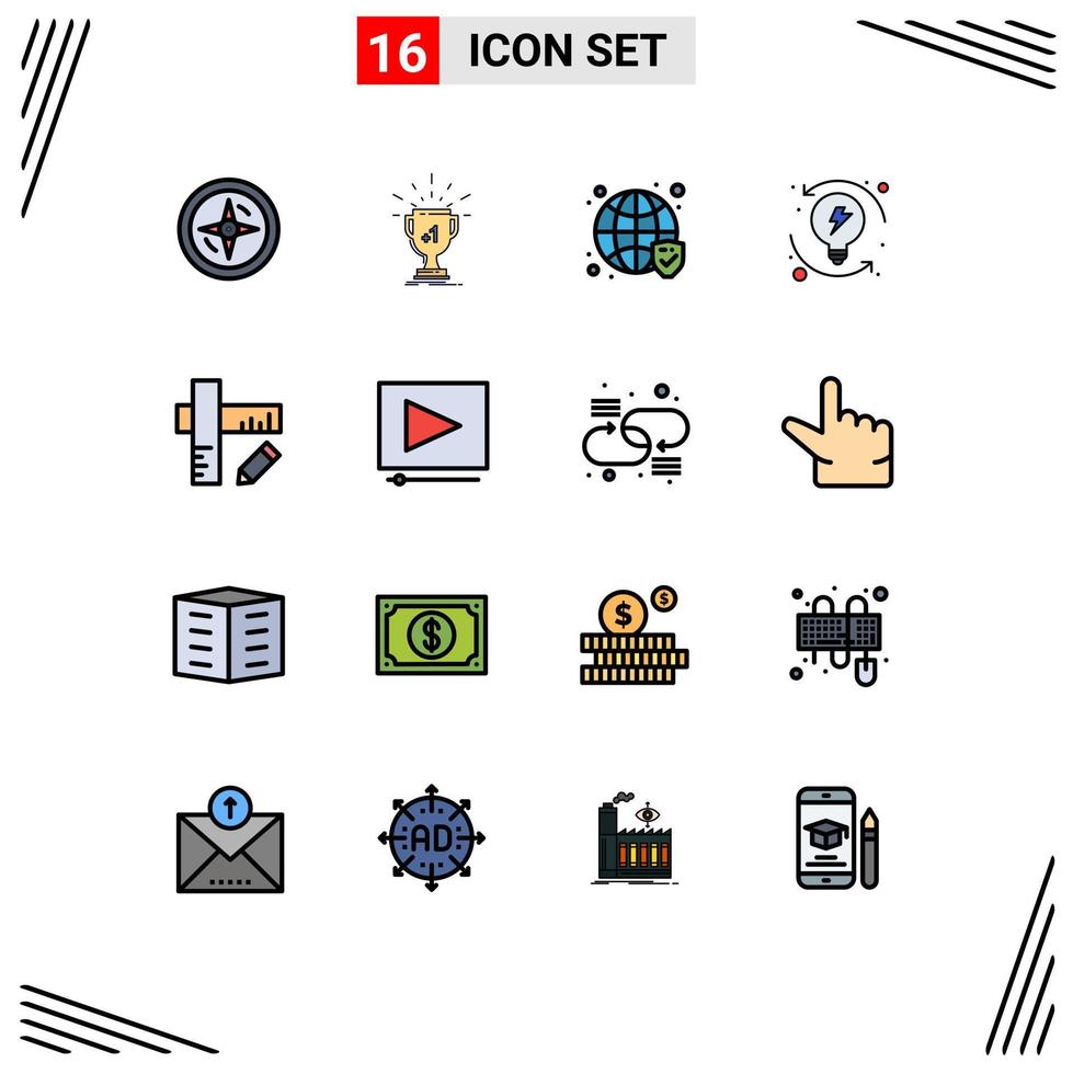 Set of 16 Modern UI Icons Symbols Signs for geometry system globe ...