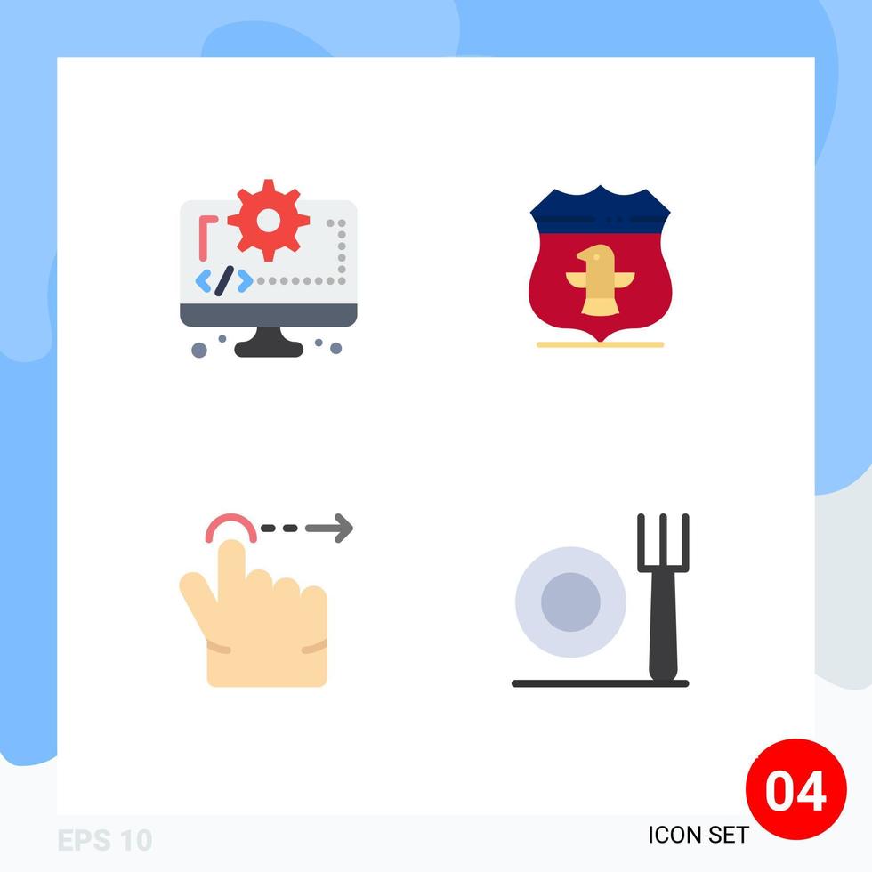 paquete de interfaz de usuario de 4 iconos planos básicos de equipo de ...