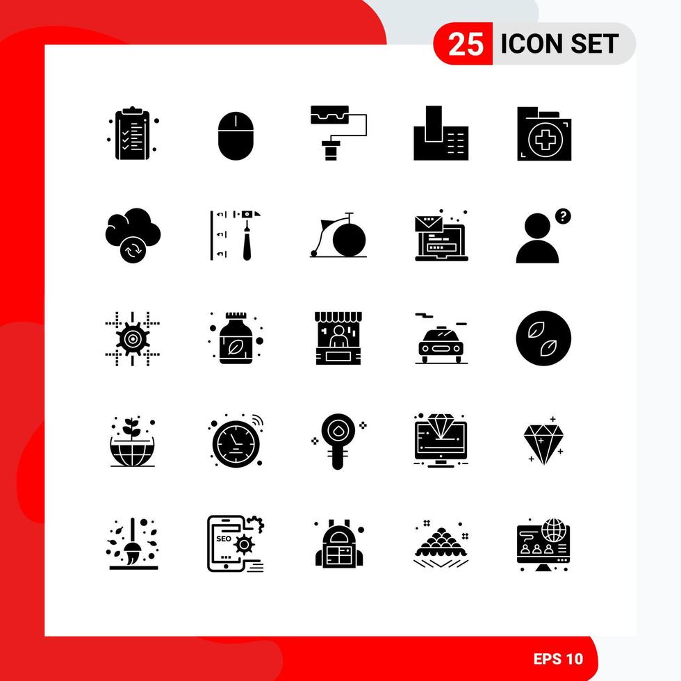 Set of 25 Modern UI Icons Symbols Signs for document aid mouse phone call Editable Vector Design ...