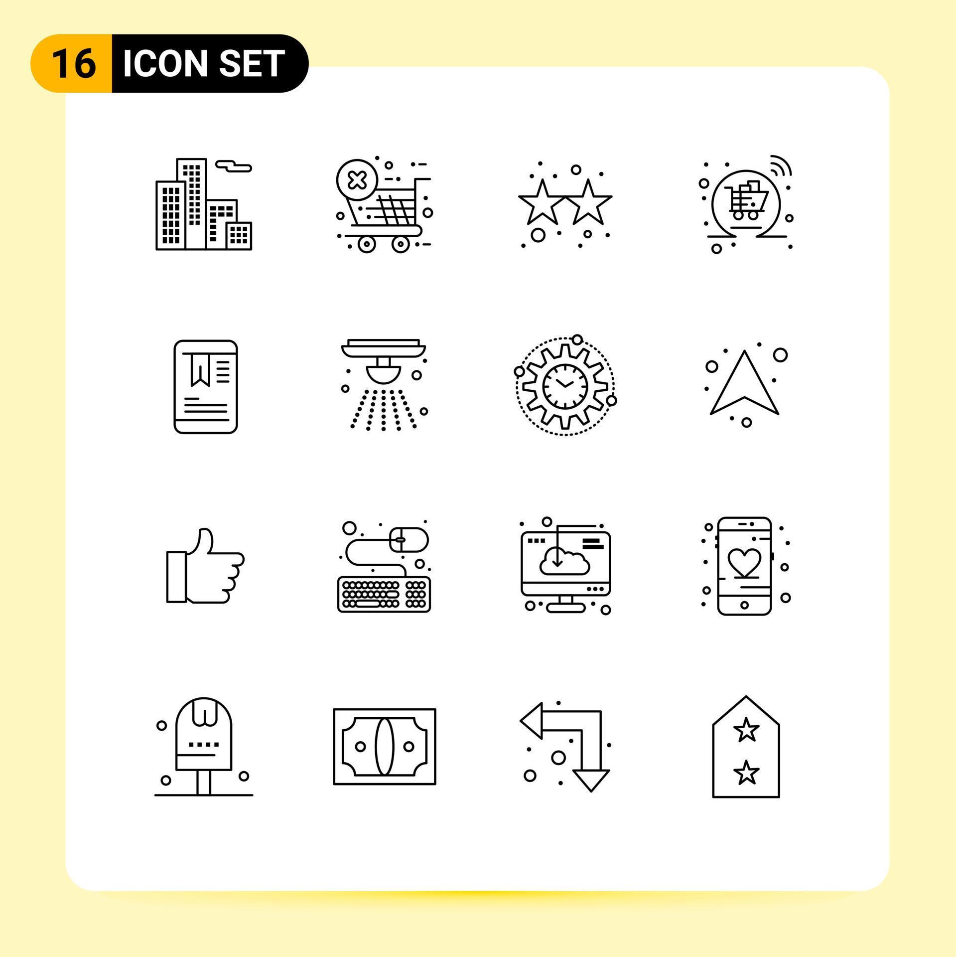 Set of 16 Vector Outlines on Grid for alarm tag party mobile online Editable Vector Design ...
