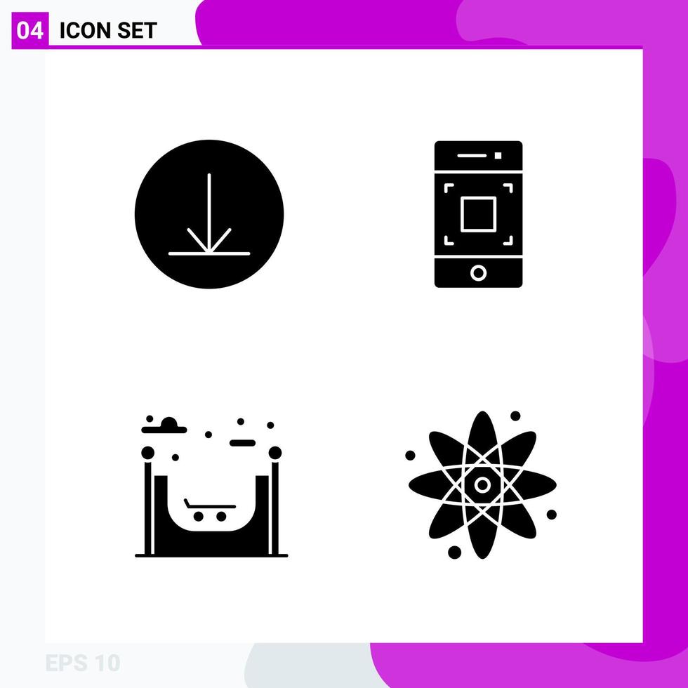 Solid Icon set Pack of 4 Glyph Icons isolated on White Background for ...