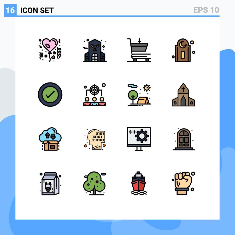 Editable Vector Line Pack of 16 Simple Flat Color Filled Lines of ...