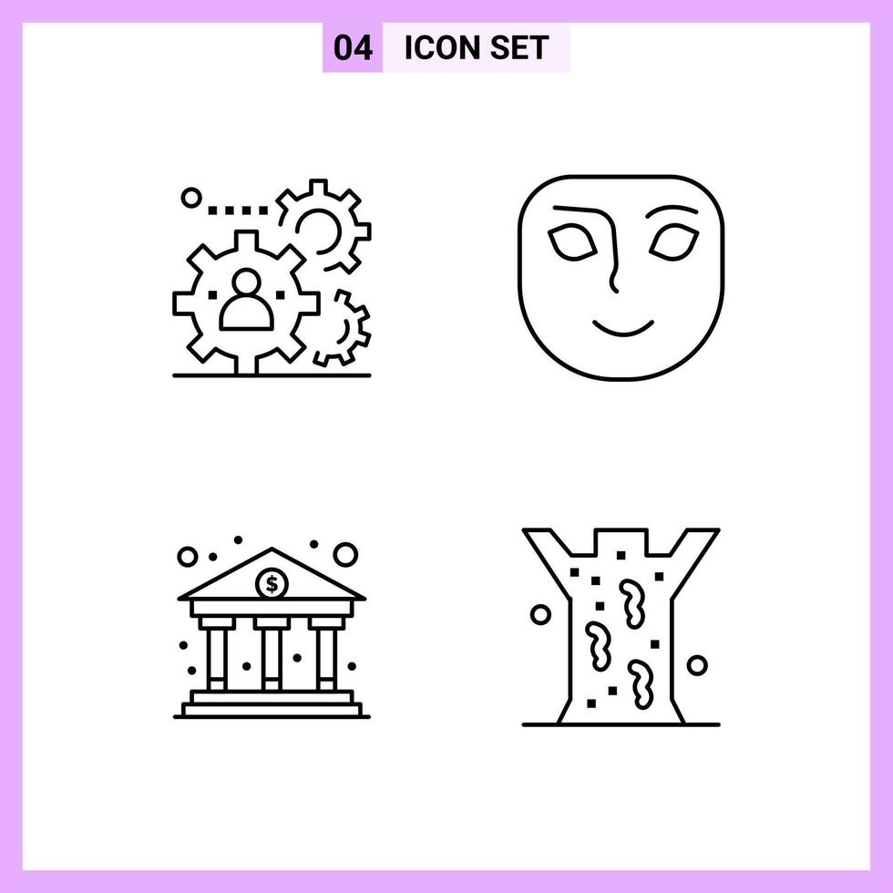 4 Icons in Line Style Outline Symbols on White Background Creative ...