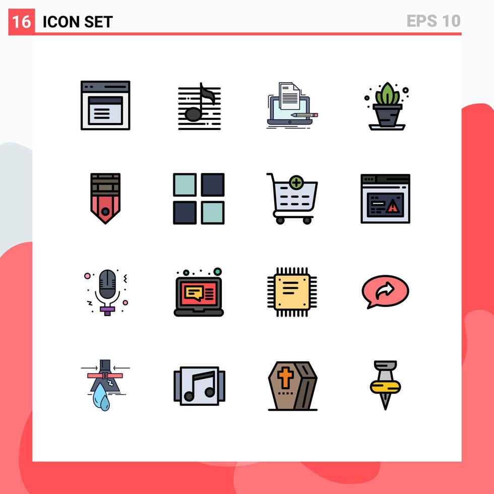 16 User Interface Flat Color Filled Line Pack of modern Signs and ...