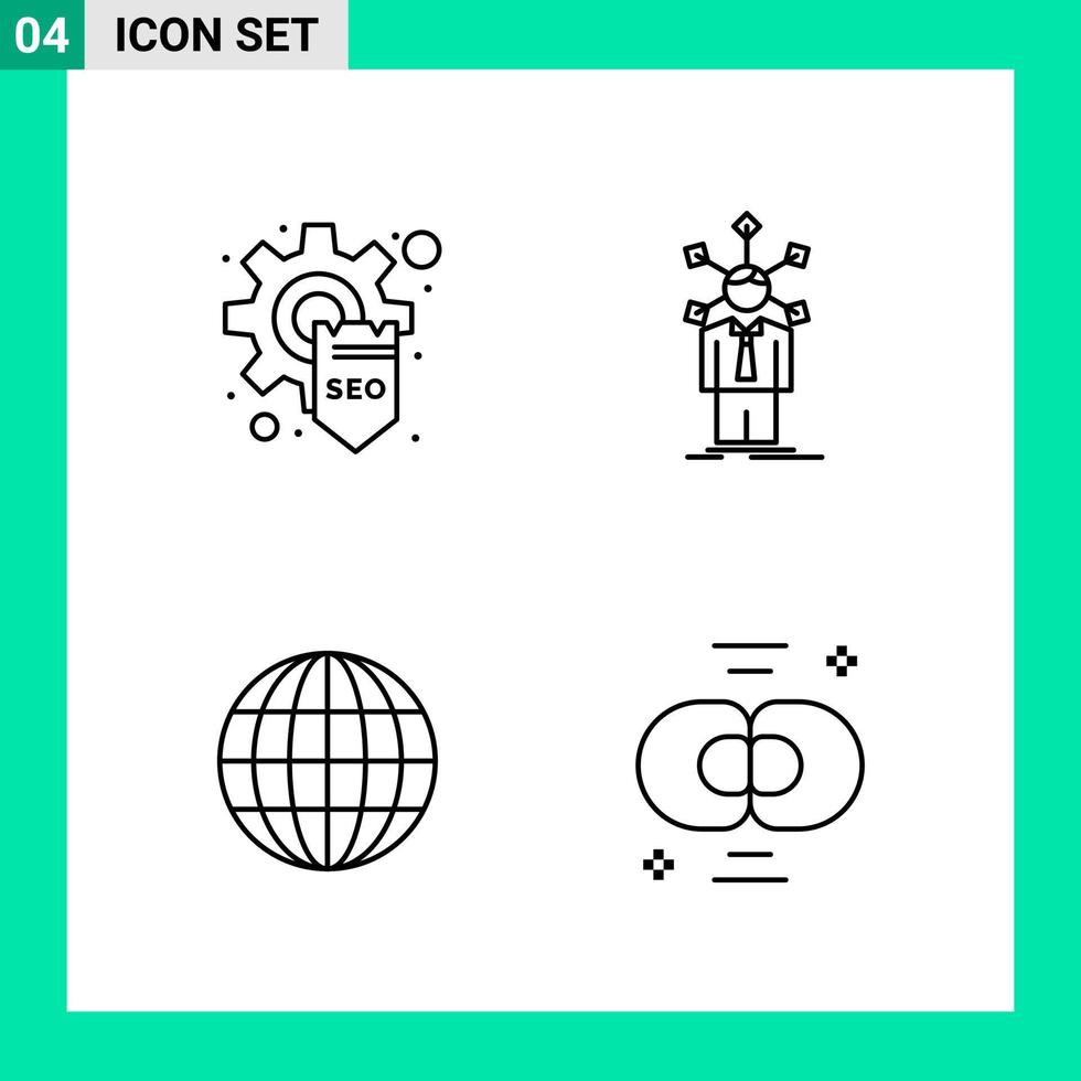 Pack of 4 Line Style Icon Set Outline Symbols for print Creative Signs ...