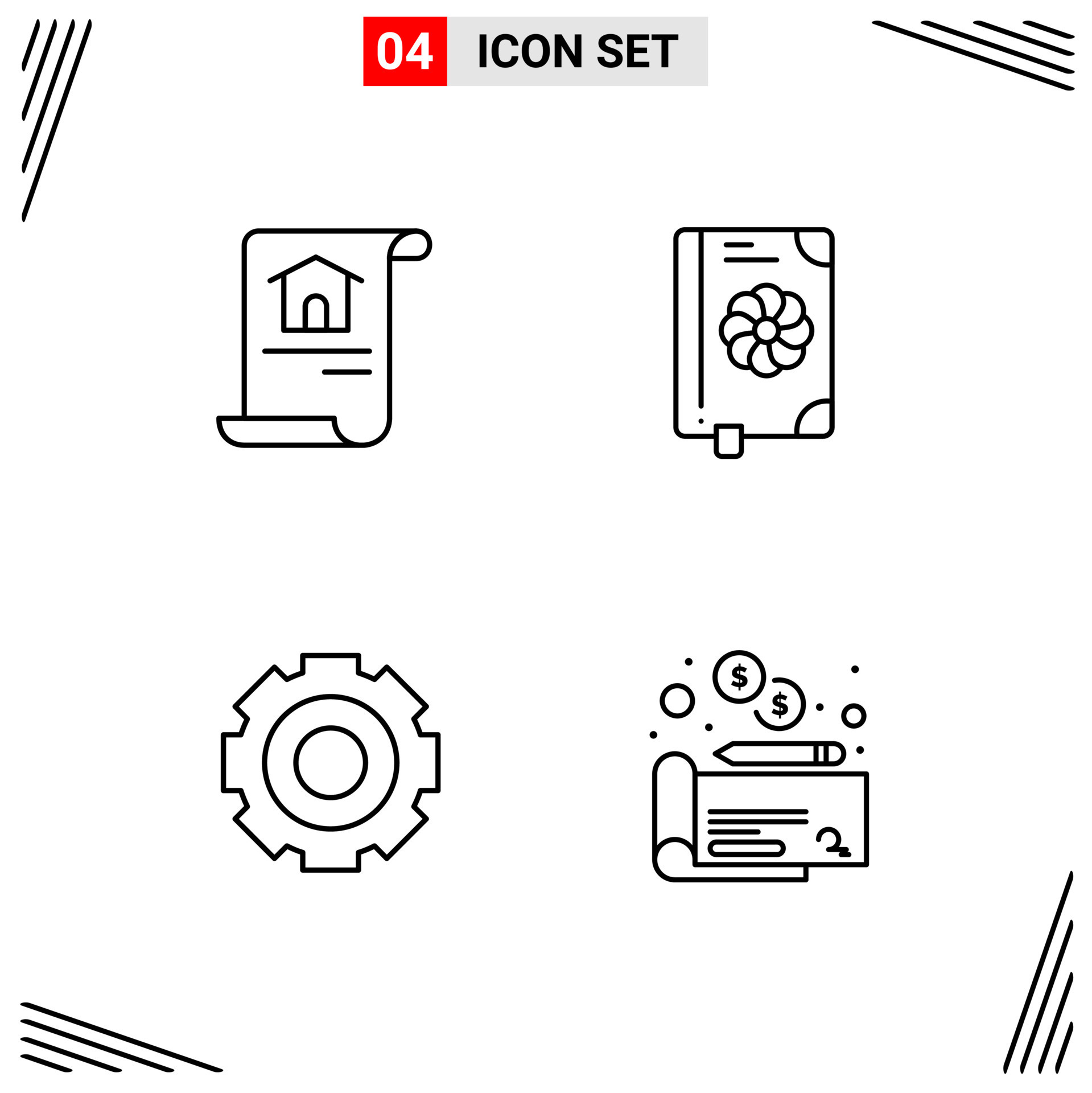 4 Icons Line Style Grid Based Creative Outline Symbols For Website Design Simple Line Icon Signs