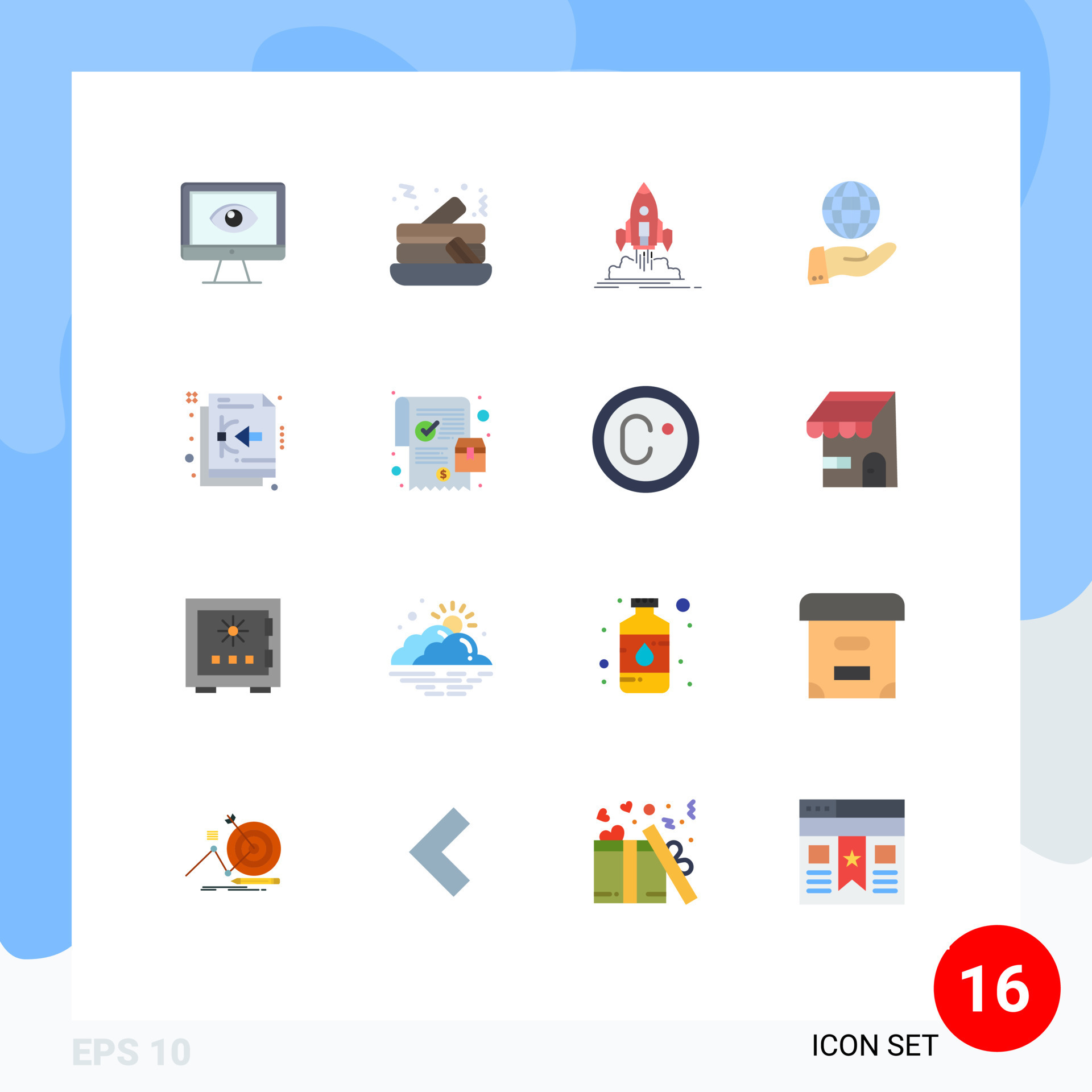 Editable Vector Line Pack Of 16 Simple Flat Colors Of Services Global Food Business Startup