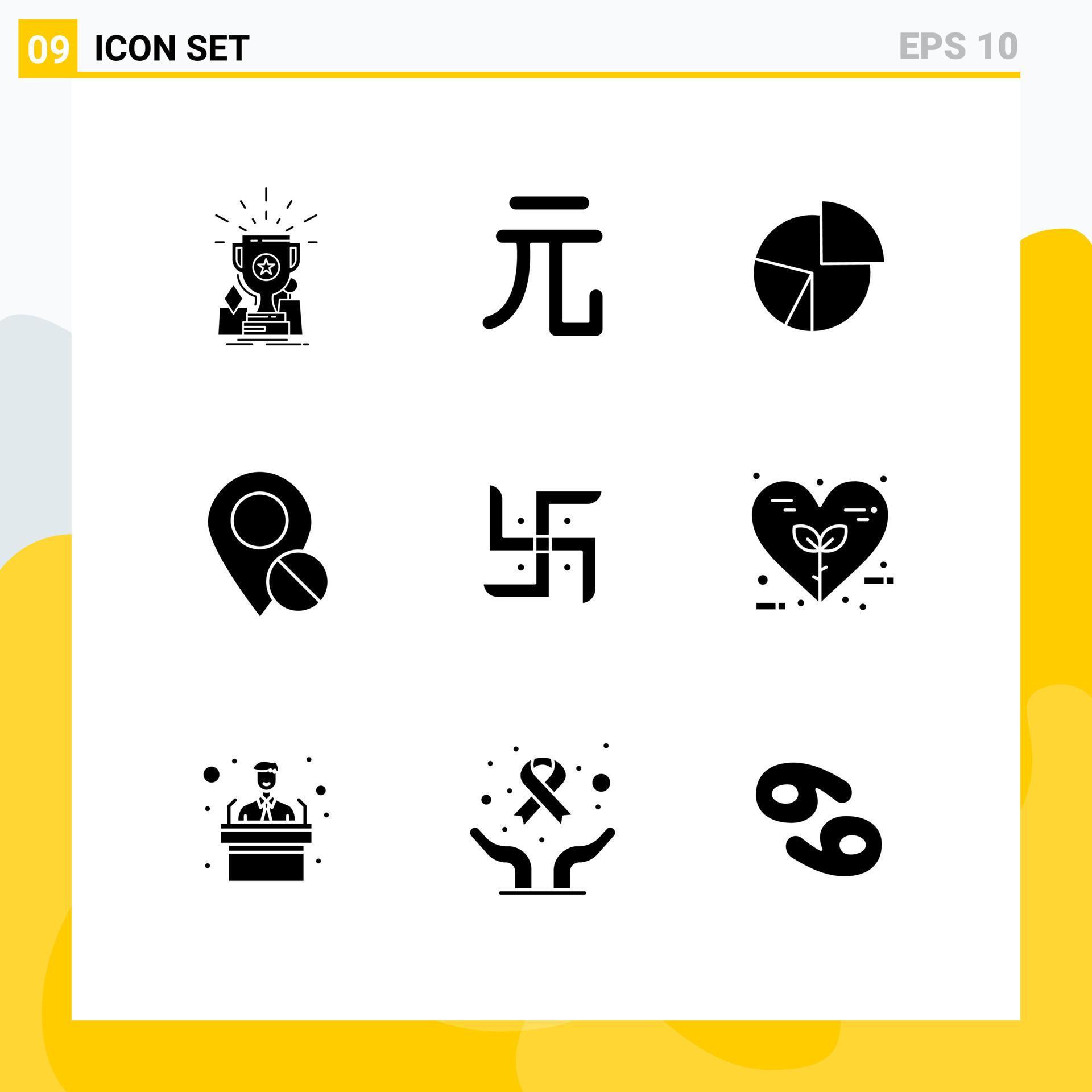 Set of 9 Commercial Solid Glyphs pack for marker location chart ...