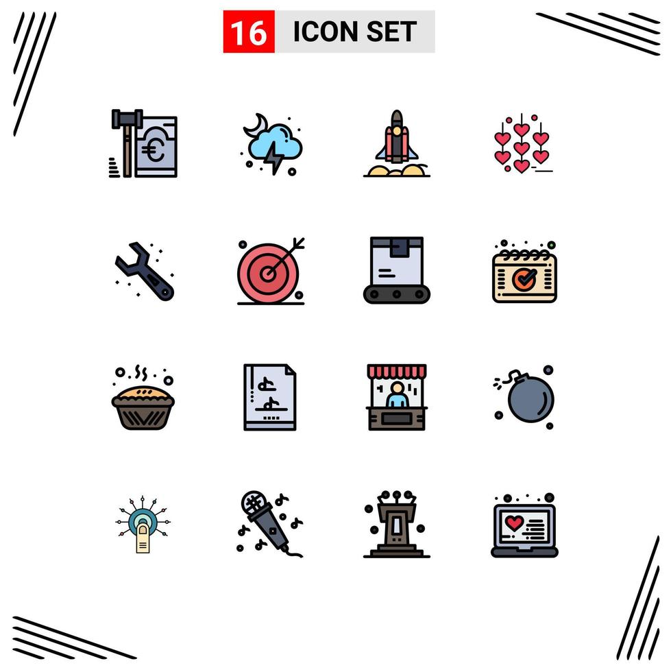 Editable Vector Line Pack of 16 Simple Flat Color Filled Lines of tools ...