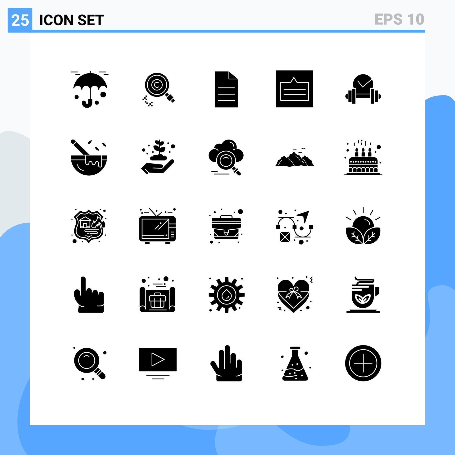 Stock Vector Icon Pack of 25 Line Signs and Symbols for dumbbell popup ...