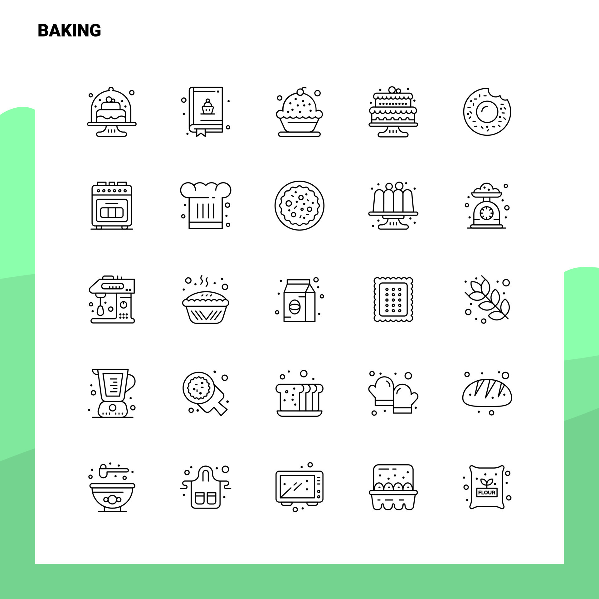 Set Of Baking Line Icon Set 25 Icons Vector Minimalism Style Design Black Icons Set Linear