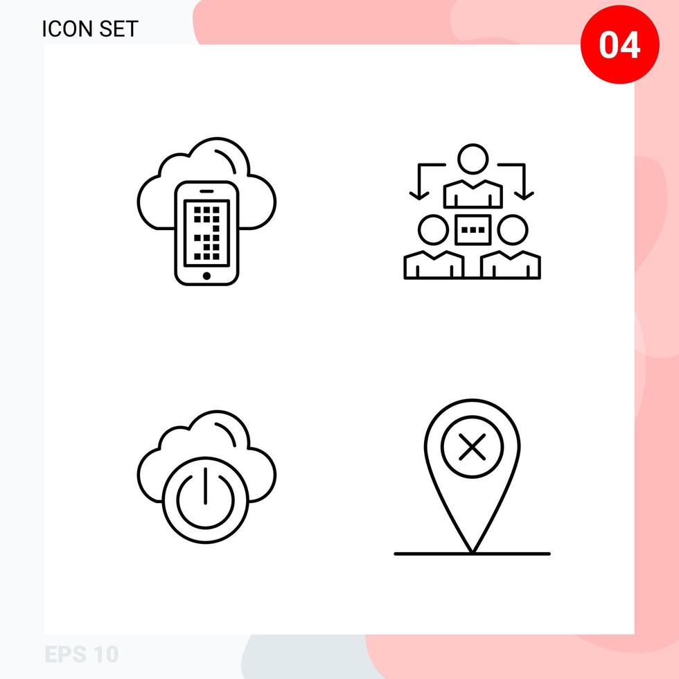 Vector Pack of 4 Icons in Line Style Creative Outline Pack isolated on ...