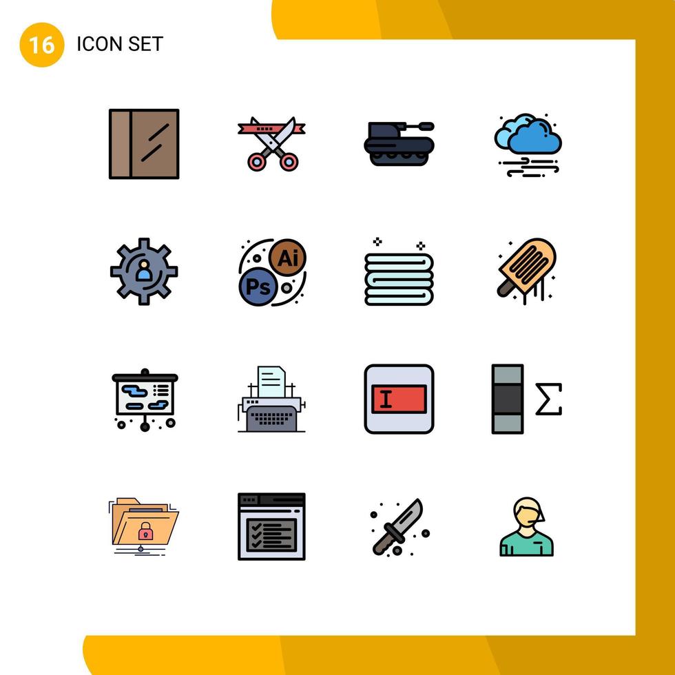 Editable Vector Line Pack of 16 Simple Flat Color Filled Lines of ...