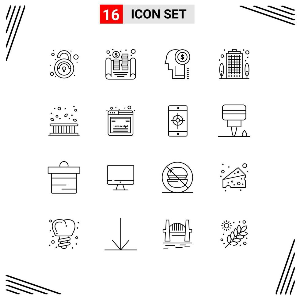 16 User Interface Outline Pack of modern Signs and Symbols of border ...