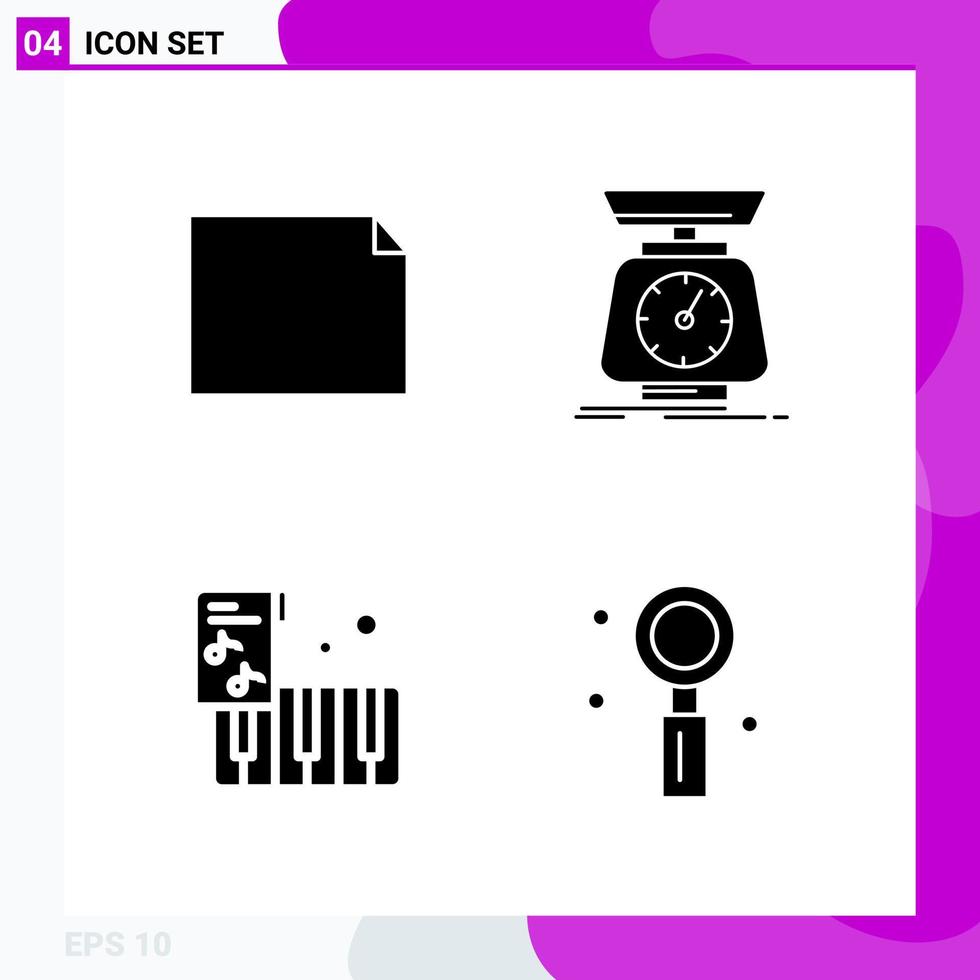 Solid Icon set Pack of 4 Glyph Icons isolated on White Background for ...