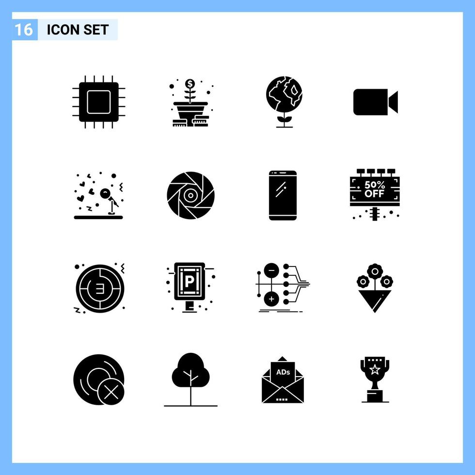 16 Icons Solid style Creative Glyph Symbols Black Solid Icon Sign ...