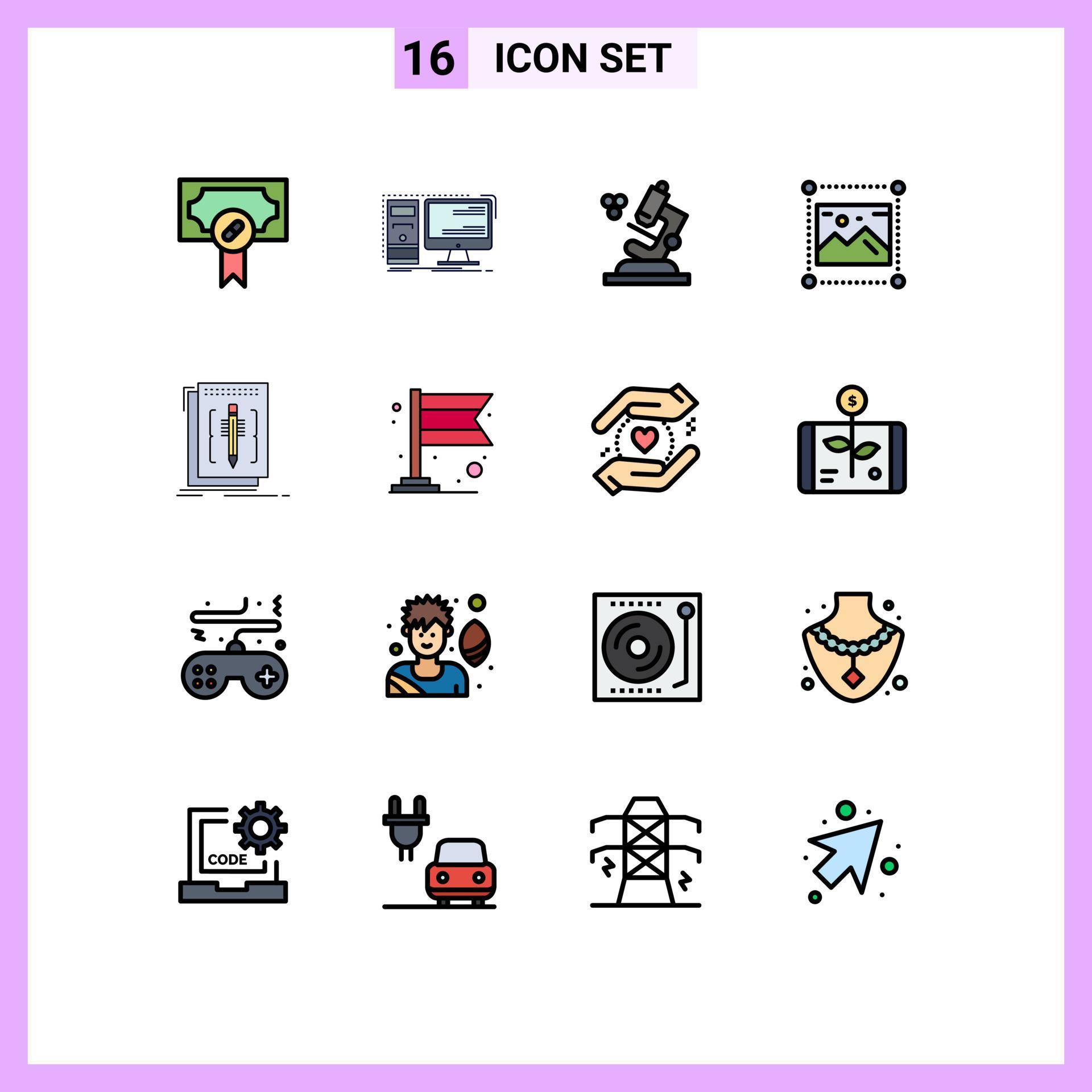 Set of 16 Modern UI Icons Symbols Signs for code graphics system ...