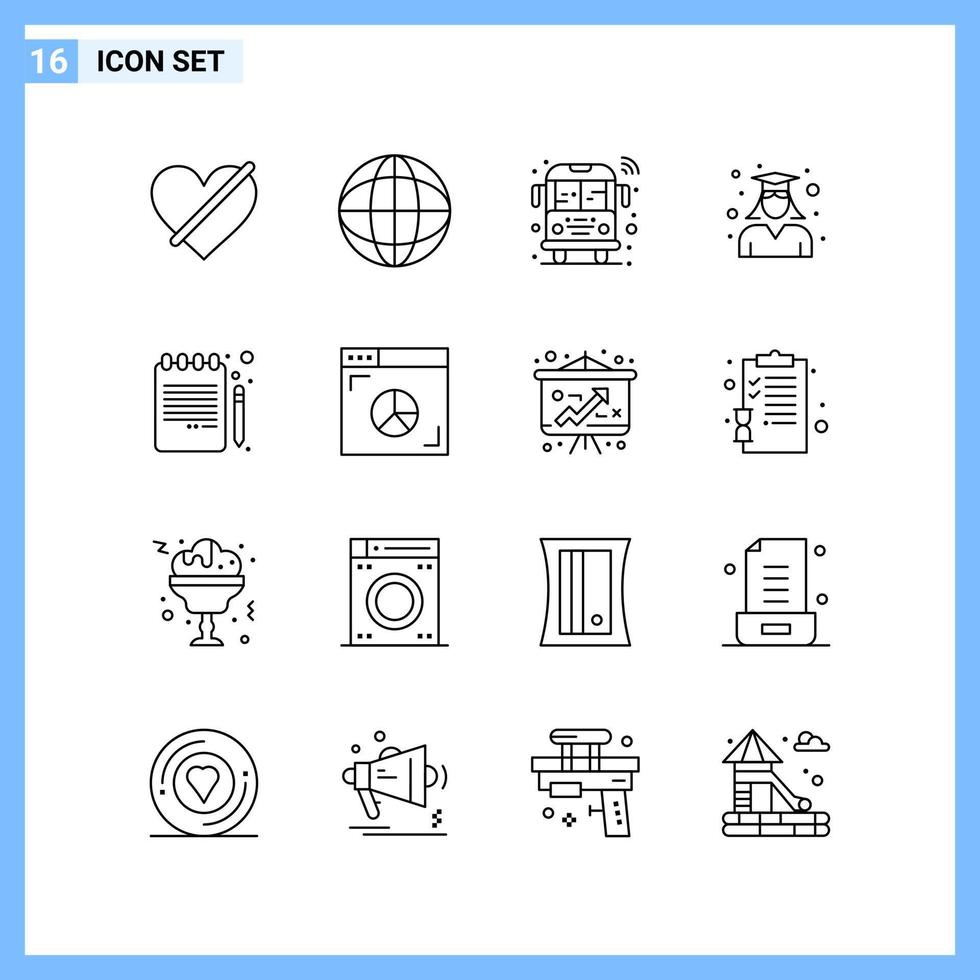 16 Icons Line Style Creative Outline Symbols Black Line Icon Sign