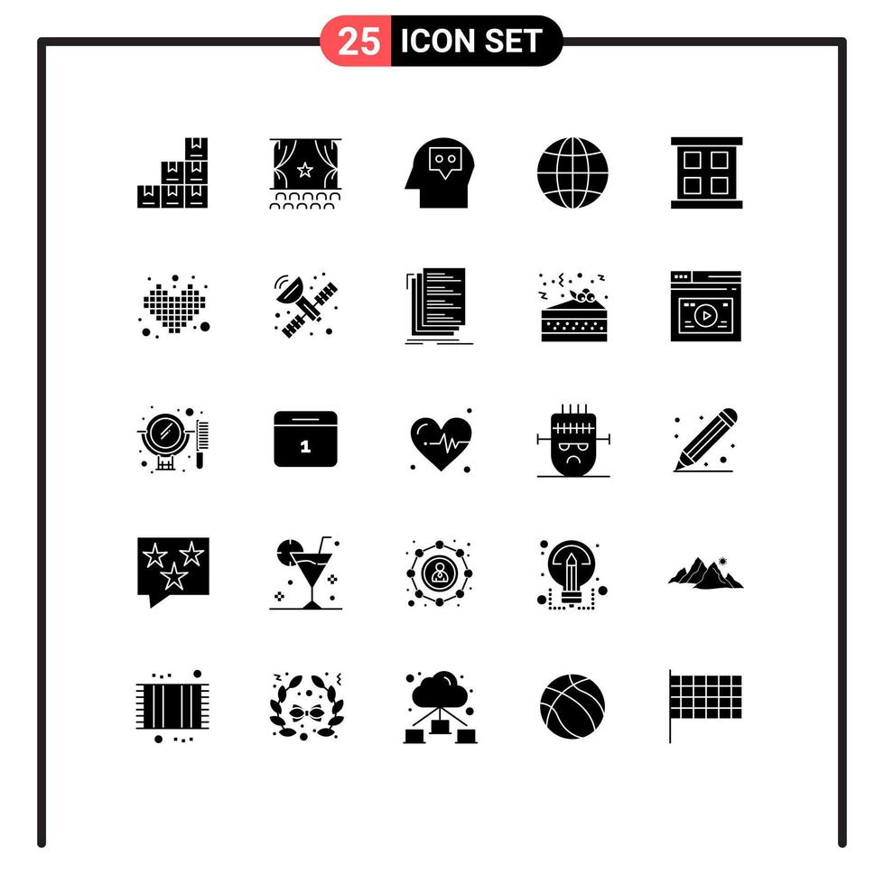 Set of 25 Modern UI Icons Symbols Signs for competition window head ...