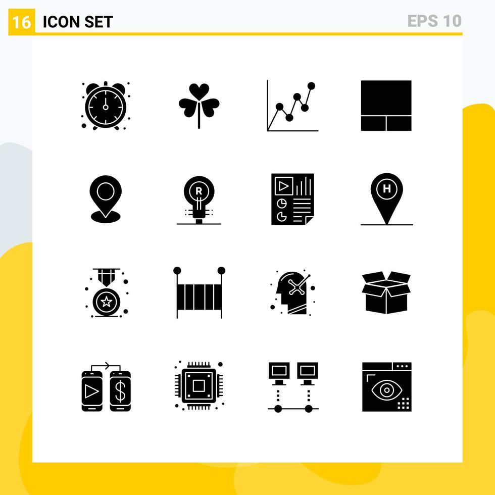 Group Of 16 Modern Solid Glyphs Set For Brand Marker Atm Map Layout Editable Vector Design