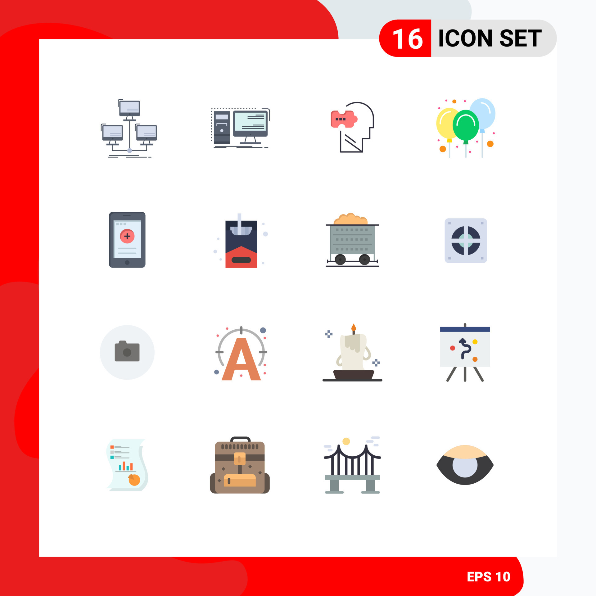User Interface Pack Of 16 Basic Flat Colors Of Decoration Air Workstation Balloons Problem