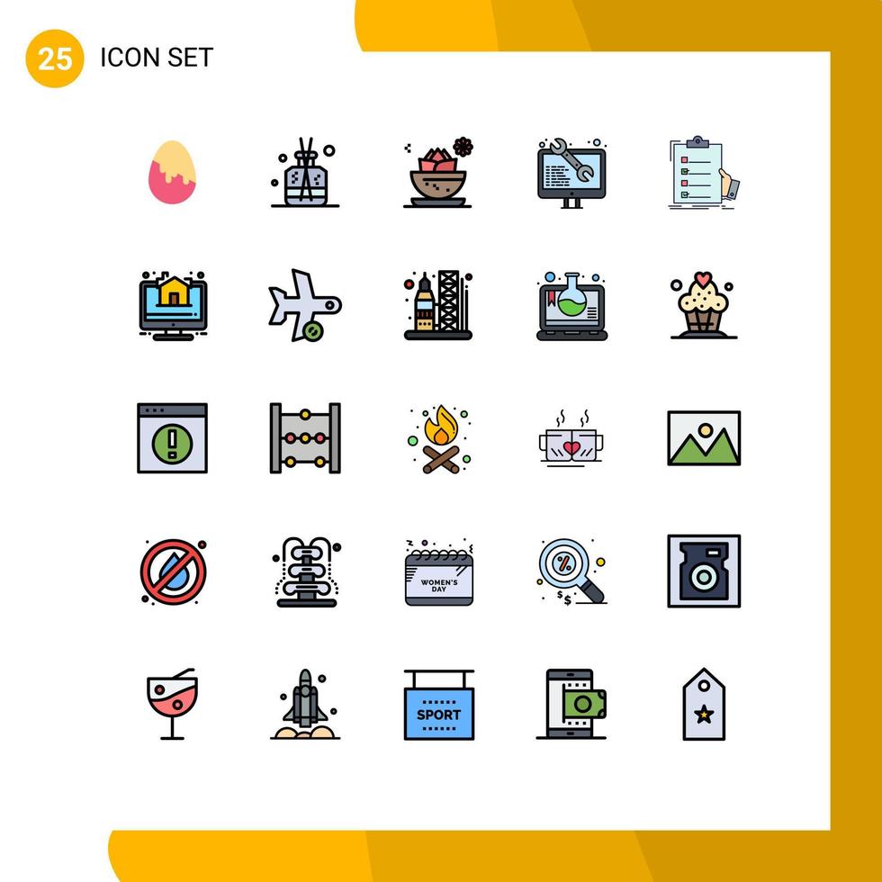 User Interface Pack Of 25 Basic Filled Line Flat Colors Of Checklist Web Center Software Bowl
