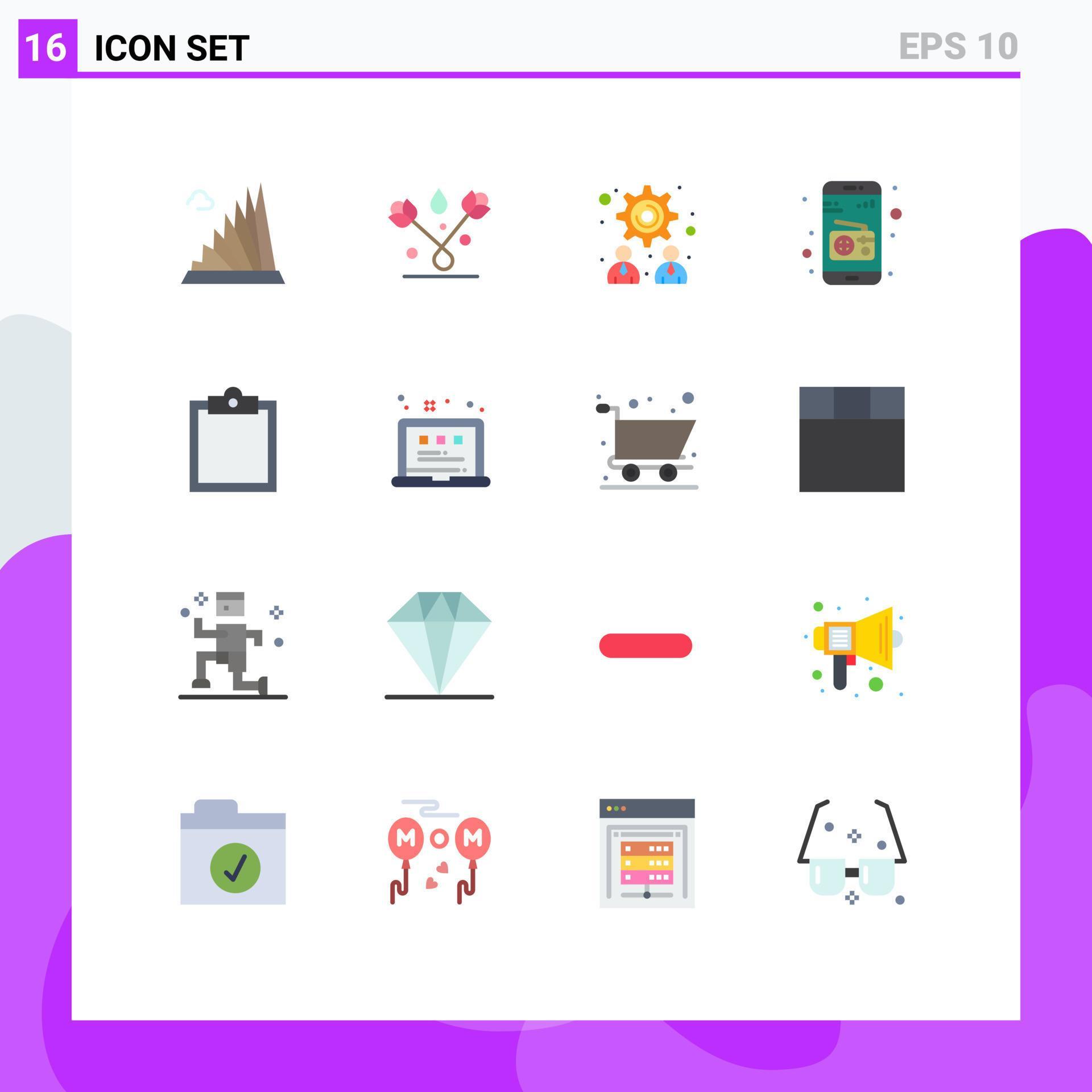 Set Of 16 Modern Ui Icons Symbols Signs For Task Buffer Tulip Radio Communication Editable Pack