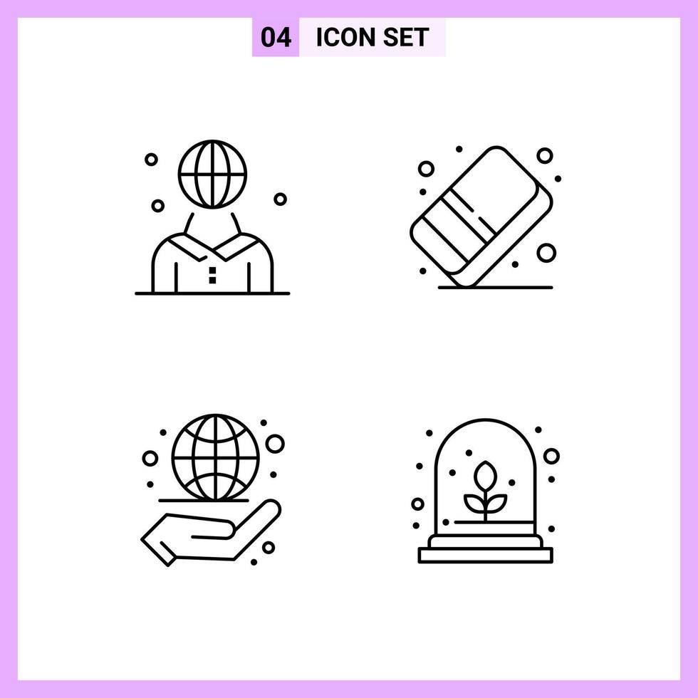 4 Icons In Line Style Outline Symbols On White Background Creative Vector Signs For Web Mobile