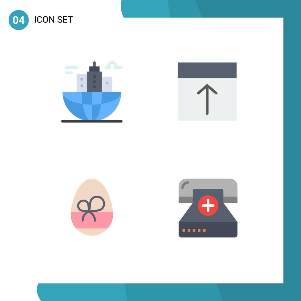 Mobile Interface Flat Icon Set of 4 Pictograms of building page global ...