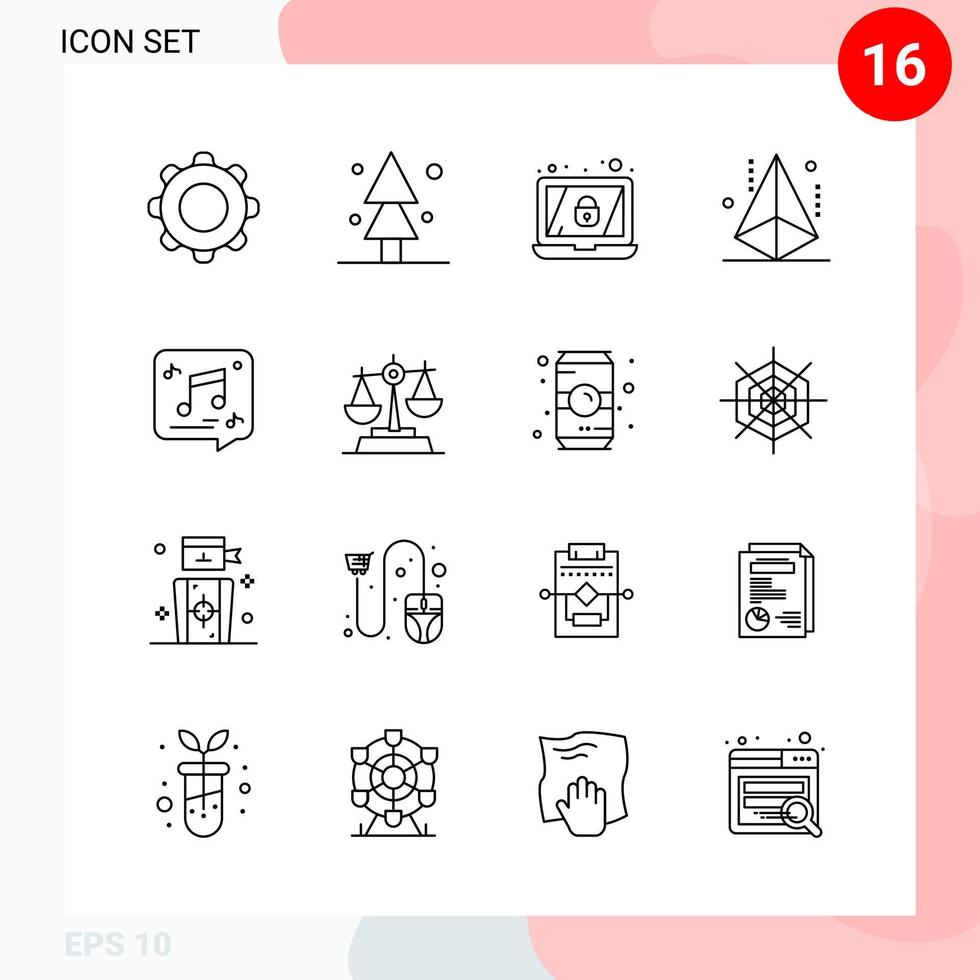 Vector Pack of 16 Icons in Line Style Creative Outline Pack isolated on ...