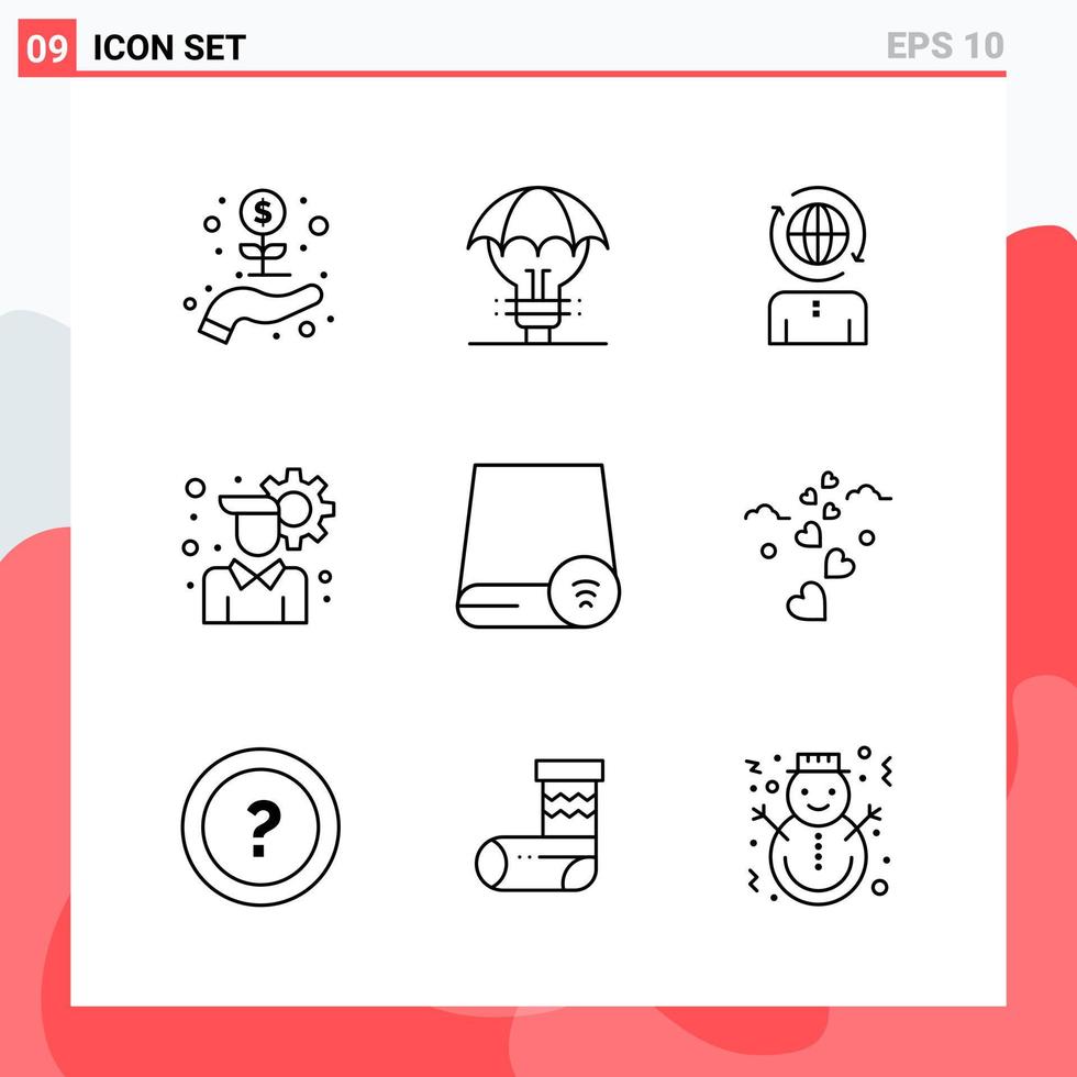 Collection Of 9 Vector Icons In Line Style Modern Outline Symbols For Web And Mobile Line Icon