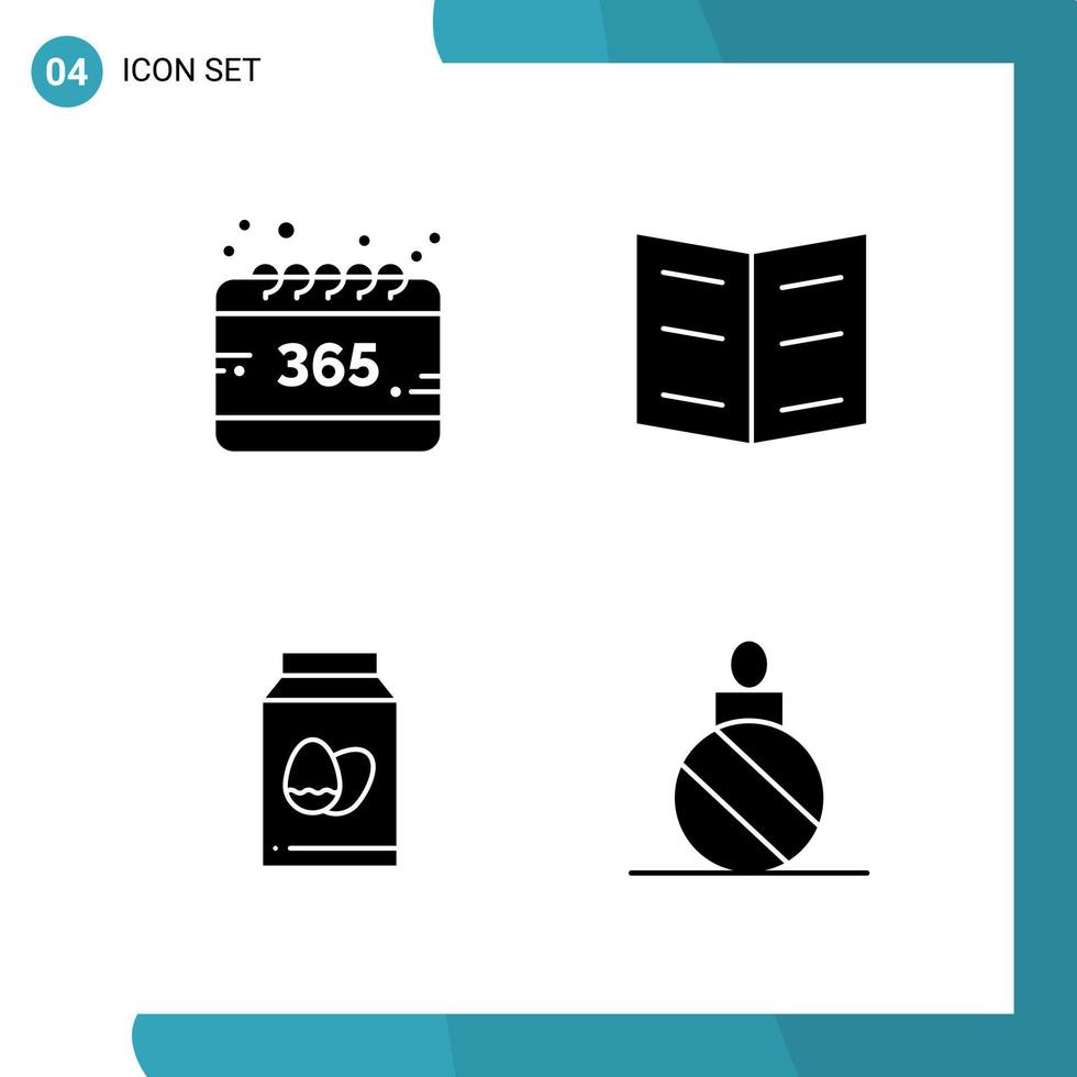 Vector Pack of 4 Glyph Symbols Solid Style Icon Set on White Background ...