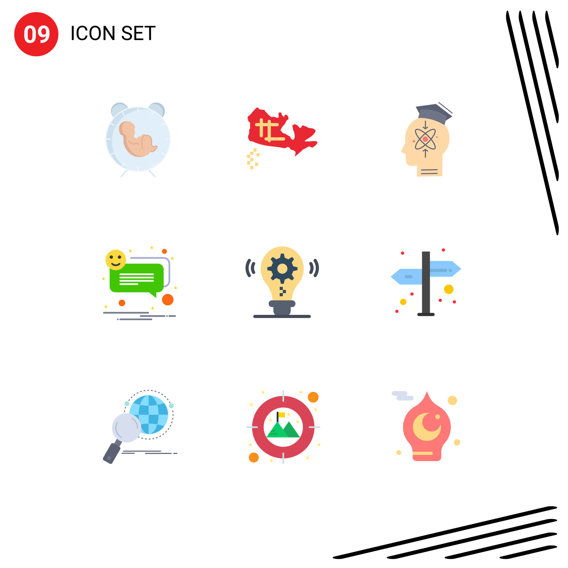 9 Universal Flat Colors Set For Web And Mobile Applications Bulb Notification Capability Bubble