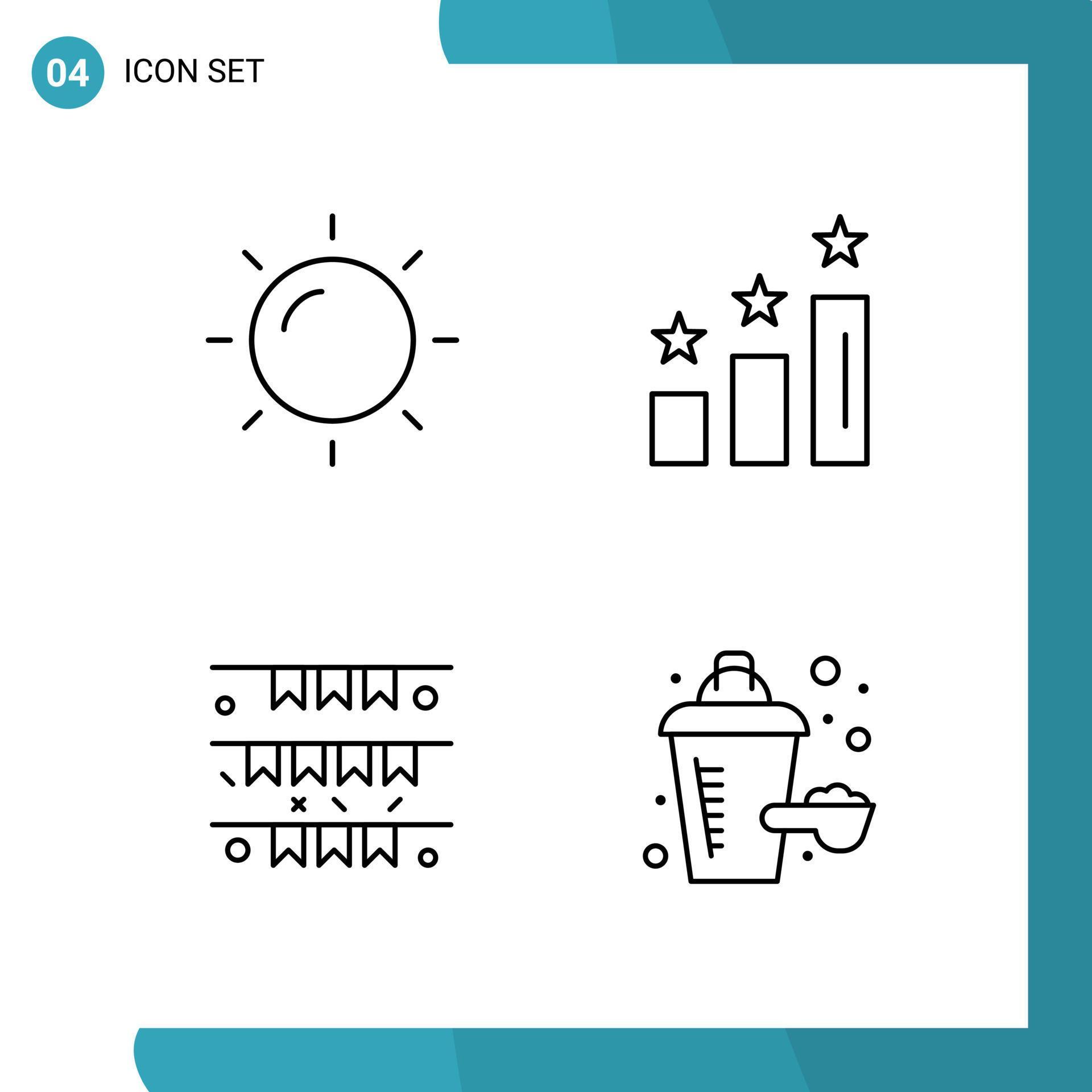 Vector Pack Of 4 Outline Symbols Line Style Icon Set On White Background For Web And Mobile