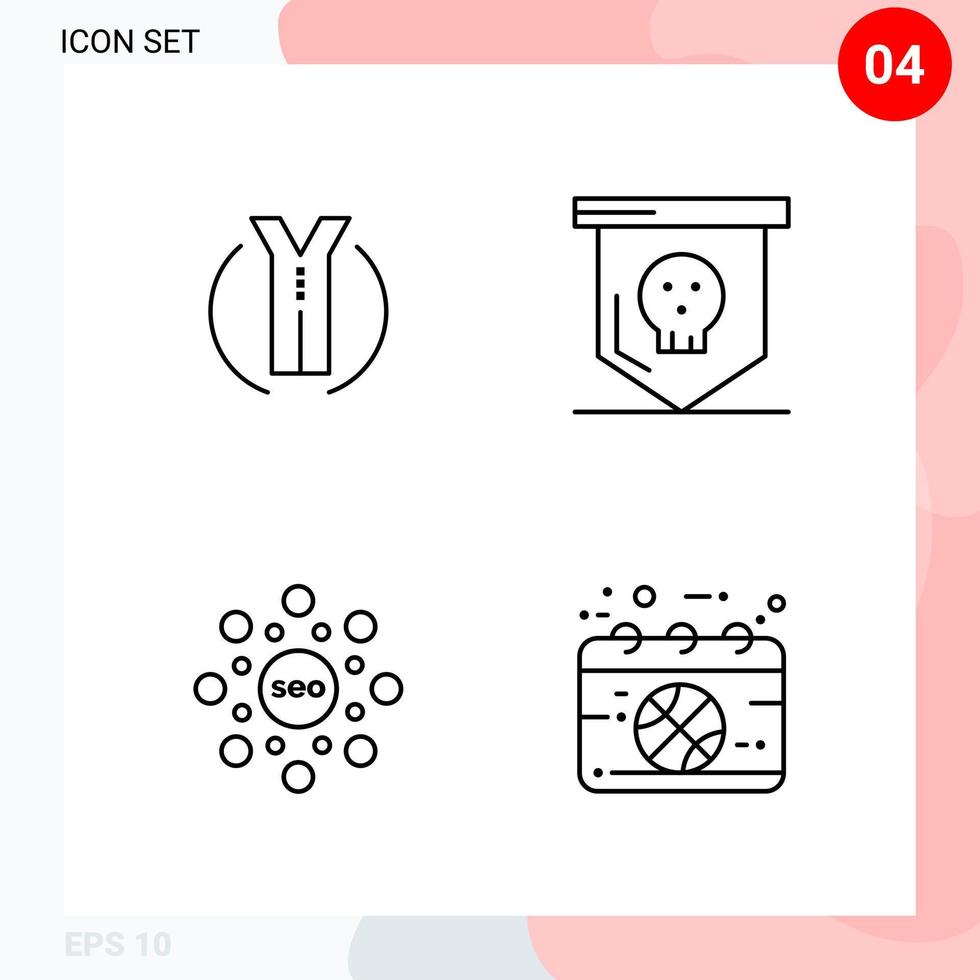 Vector Pack of 4 Icons in Line Style Creative Outline Pack isolated on ...