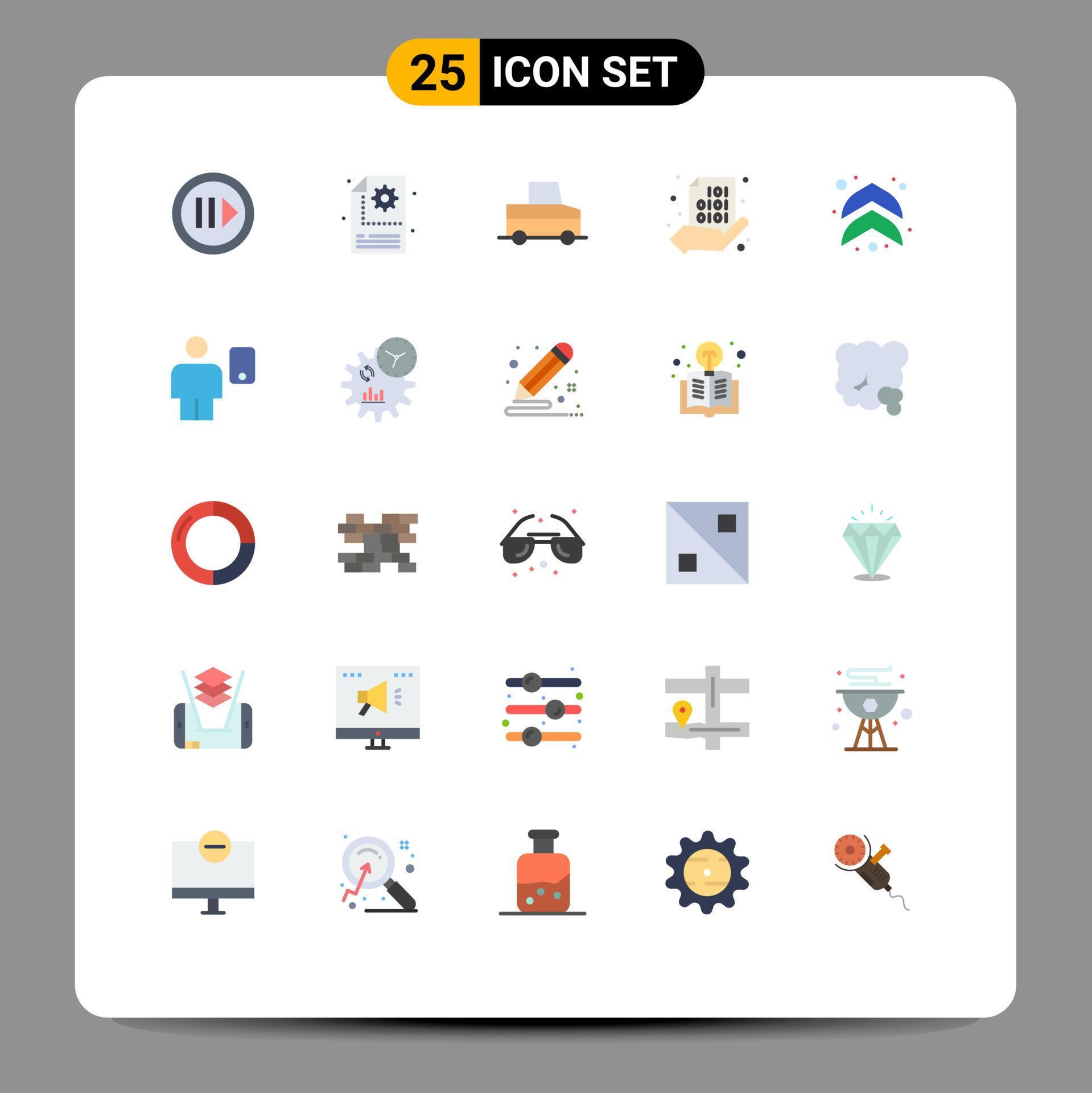 Stock Vector Icon Pack Of 25 Line Signs And Symbols For Arrows Coding Car Hand Binary Editable