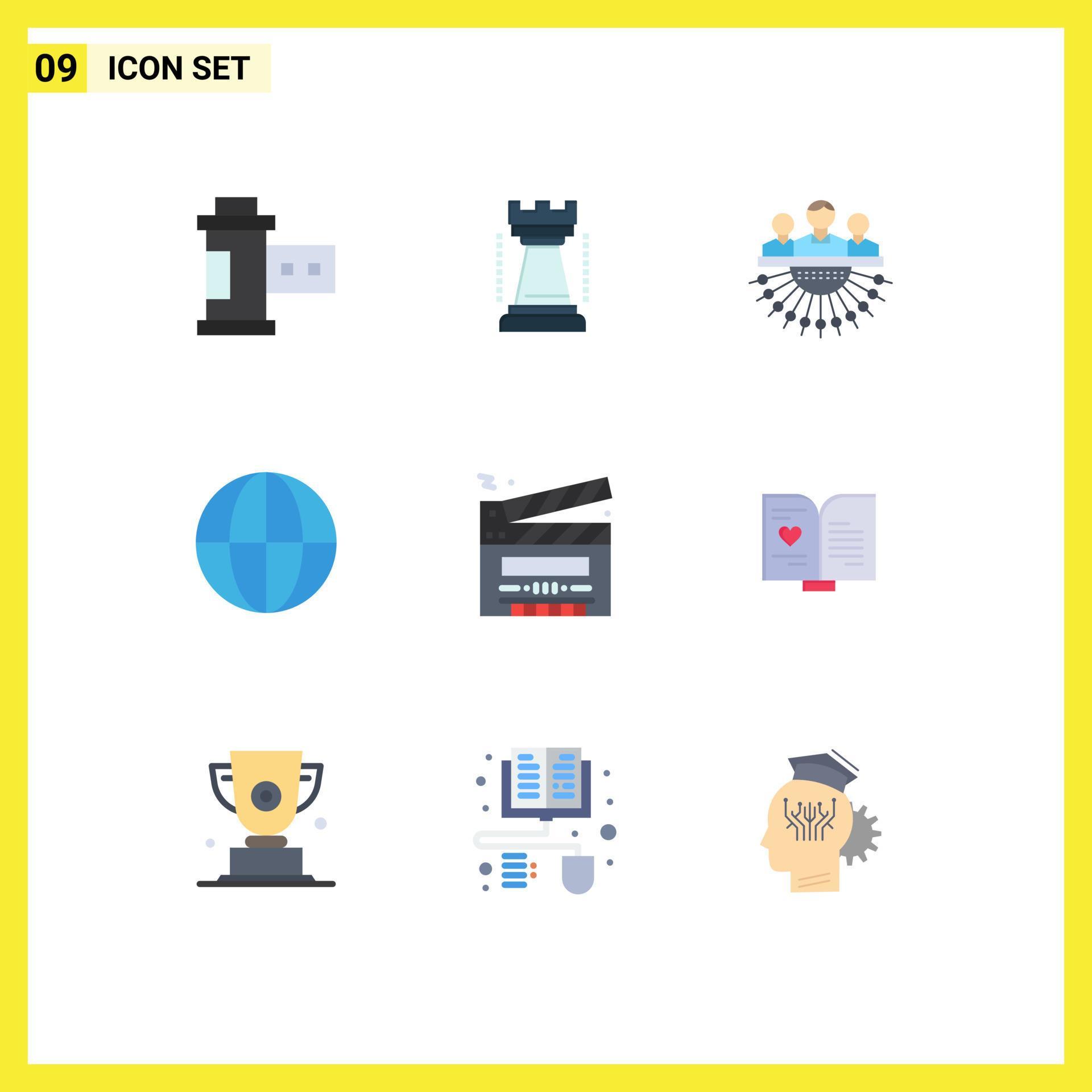 Group of 9 Modern Flat Colors Set for cut nature allocation globe outsource Editable Vector ...