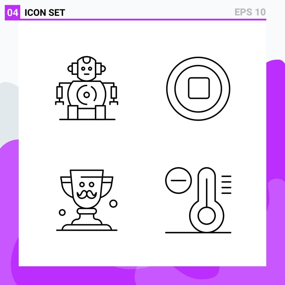 Set of 4 icons in Line style Creative Outline Symbols for Website ...