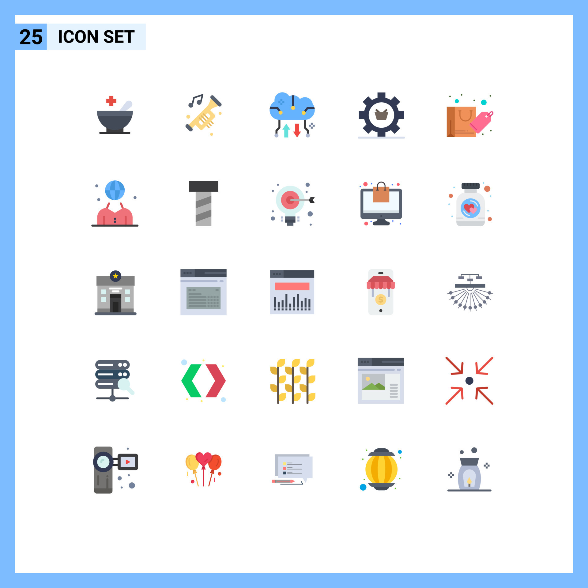 Set Of 25 Modern Ui Icons Symbols Signs For Gear E Cloud Backup