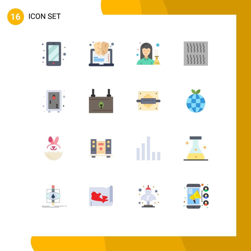 Mobile Interface Flat Color Set Of 16 Pictograms Of Park Locker Female