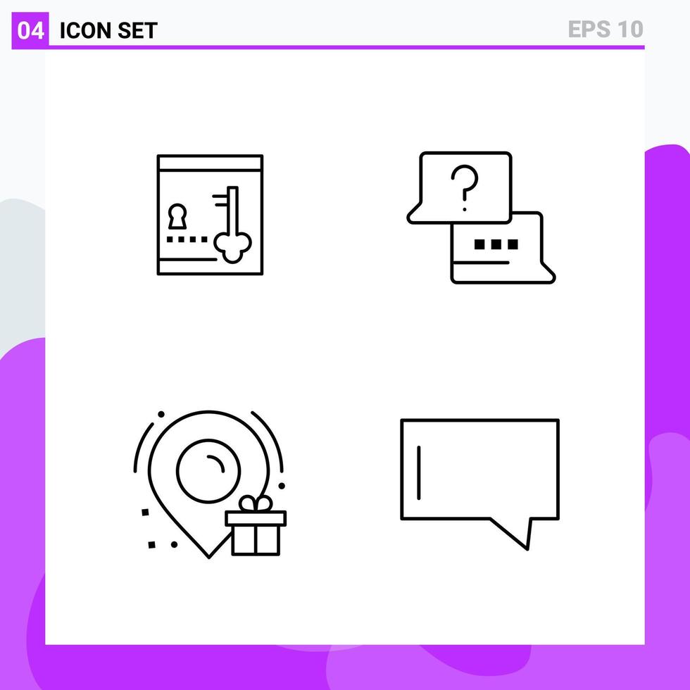 Set of 4 icons in Line style Creative Outline Symbols for Website ...