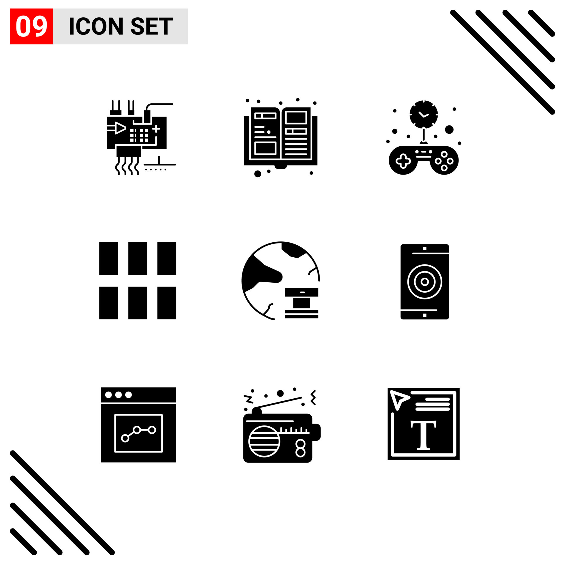 User Interface Pack Of 9 Basic Solid Glyphs Of Data Layout Free Image Editing Editable Vector