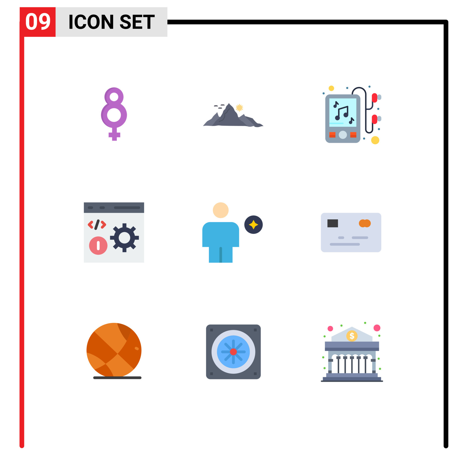 9 Thematic Vector Flat Colors And Editable Symbols Of Body Programming Device Development Coding