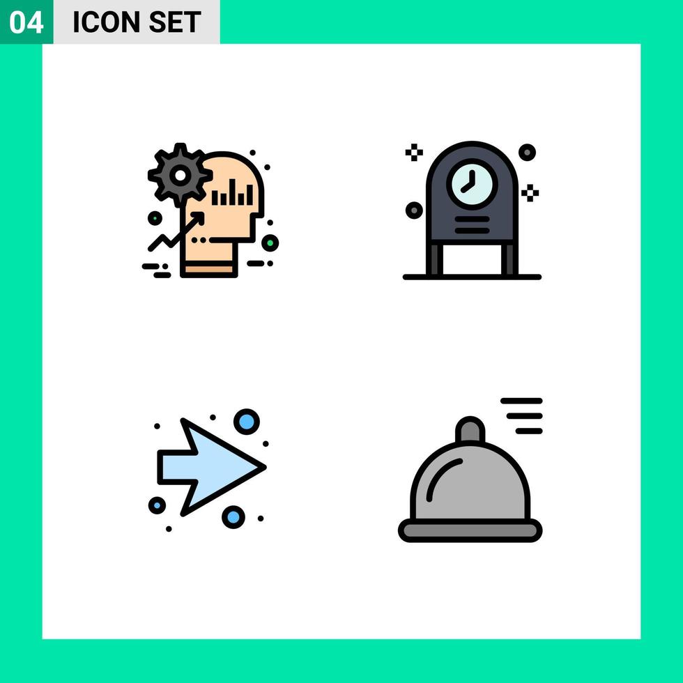 Editable Vector Line Pack of 4 Simple Filledline Flat Colors of brain ...