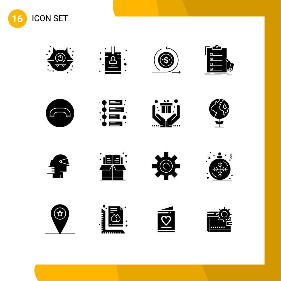 16 Thematic Vector Solid Glyphs and Editable Symbols of handset ...