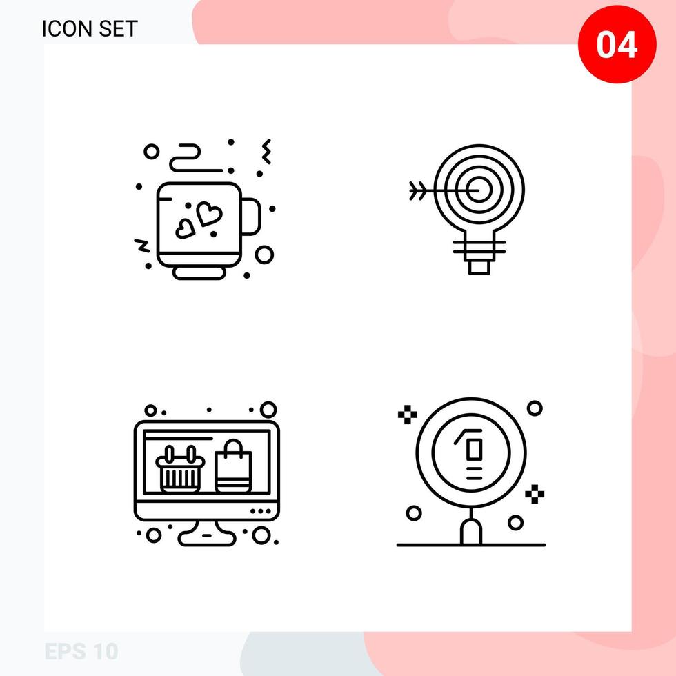 Vector Pack of 4 Icons in Line Style Creative Outline Pack isolated on ...