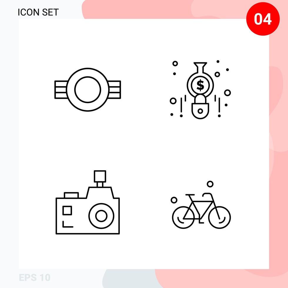 Vector Pack of 4 Icons in Line Style Creative Outline Pack isolated on ...