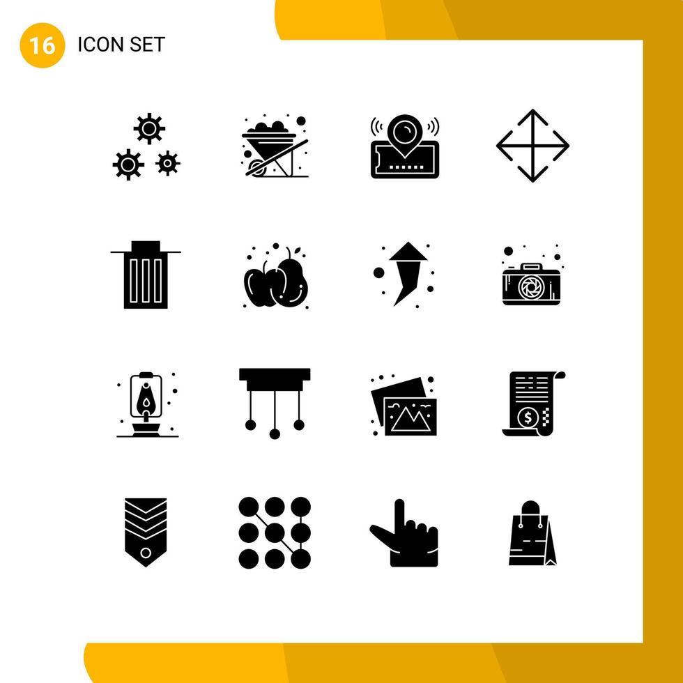 User Interface Pack of 16 Basic Solid Glyphs of trash delete pin transform arrow Editable Vector ...