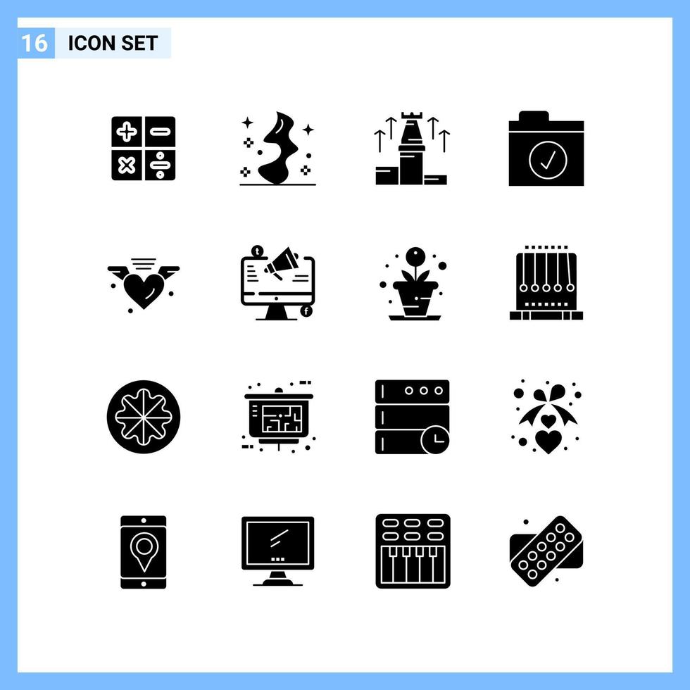 16 Icons Solid style Creative Glyph Symbols Black Solid Icon Sign ...